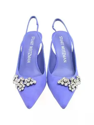 STUART WEITZMAN Crystal Fleur Slingback Pumps - Blue