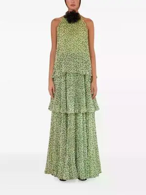 Charo Ruiz Ibiza Polka-dot Pleated Maxi Dress