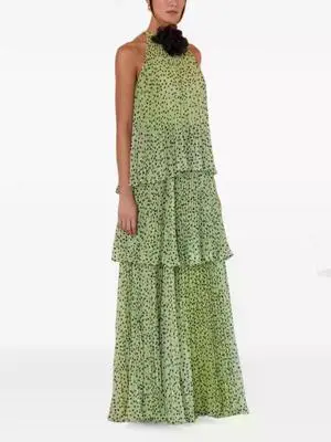 Charo Ruiz Ibiza Polka-dot Pleated Maxi Dress