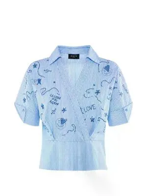 NENETTE Foster Embroidered Wrap-style Blouse - White