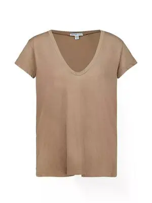 JAMES PERSE Cotton V-neck T-shirt - Brown