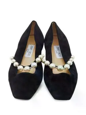JIMMY CHOO Ade Pearl-embellished Ballet Flats - Black