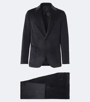 LARDINI Cotton And Cashmere Corduroy Suit - Blue