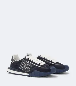 Dolce & Gabbana Dg Suede-trimmed Canvas Sneakers - Blue