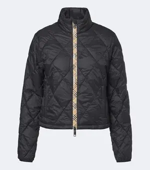 Burberry Check Quilted Puffer Jacket - Black