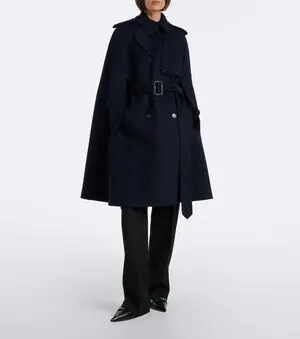Burberry Check Belted Wool Cape