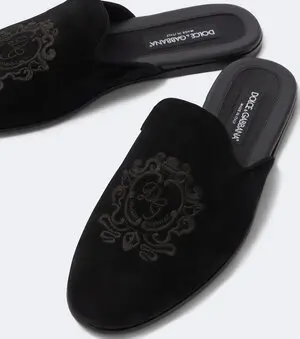 Dolce & Gabbana Embroidered Suede Mules