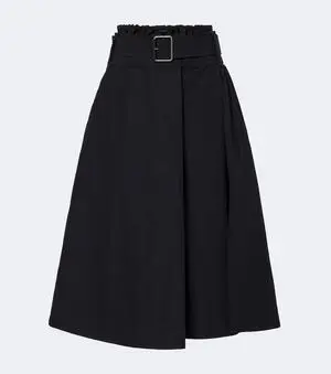 Loewe Belted Cotton-blend Midi Skirt - Black
