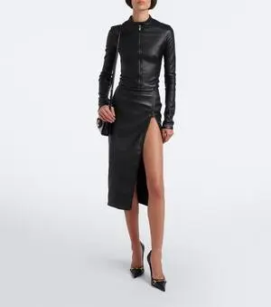 Gucci Leather Midi Skirt