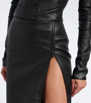 Gucci Leather Midi Skirt
