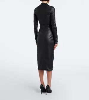 Gucci Leather Midi Skirt