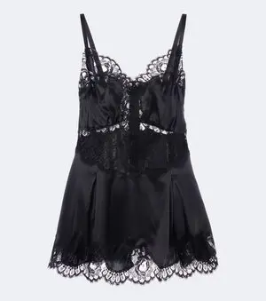 Dolce & Gabbana Lace-trimmed Silk And Cotton-blend Romper - Black