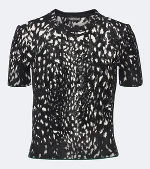 TOM FORD Jacquard Velvet T-shirt - Black