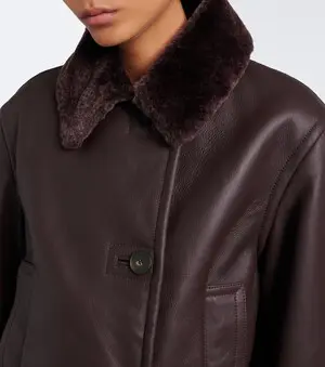 JOSEPH Liri Shearling-trimmed Leather Jacket