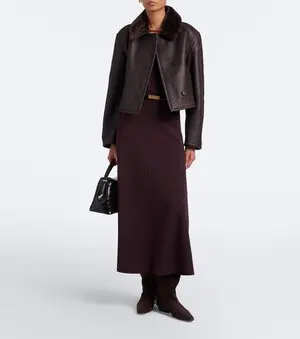 JOSEPH Liri Shearling-trimmed Leather Jacket
