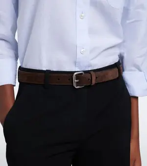 THE ROW Geo Suede Belt - Brown