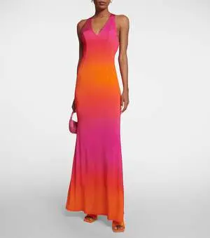 LOUISA BALLOU Printed Jersey Maxi Dress