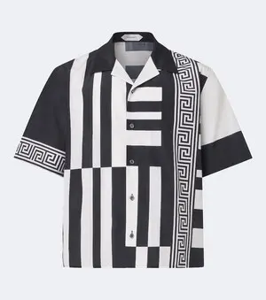 Versace Printed Cotton And Silk Bowling Shirt - Black
