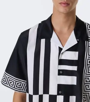 Versace Printed Cotton And Silk Bowling Shirt