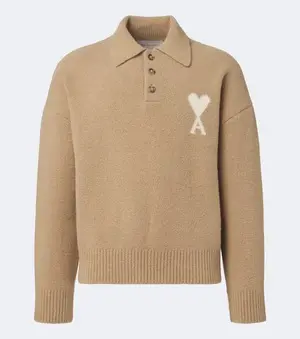 AMI Paris Alpaca And Wool-blend Polo Sweater