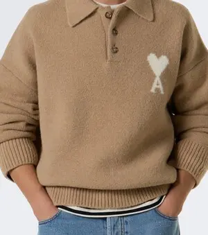 AMI Paris Alpaca And Wool-blend Polo Sweater