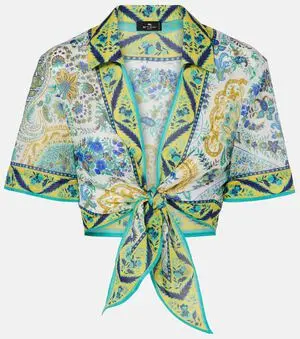 Etro Floral Cotton Crop Top - Multicoloured