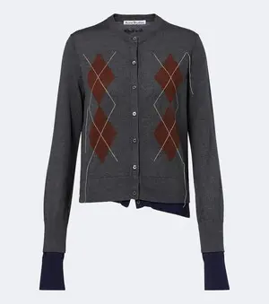 Acne Studios Layered Silk, Wool, And Cashmere Cardigan - Grey