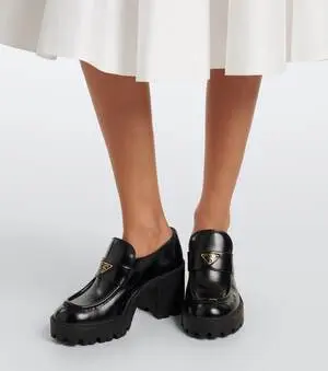 Prada Leather Platform Loafers