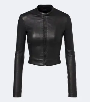 Gucci Cropped Leather Jacket - Black