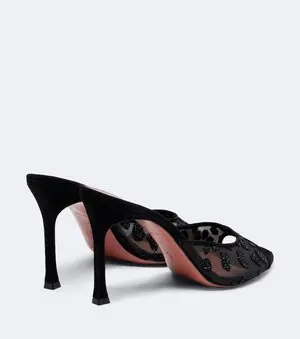 Amina Muaddi Alexa Embellished Mesh Mules