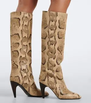 Isabel Marant Étoile Jany Snake-effect Leather Knee-high Boots