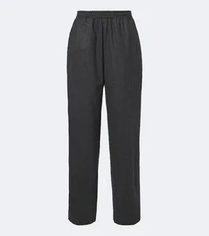 JIL SANDER Wool Flannel Wide-leg Pants - Grey