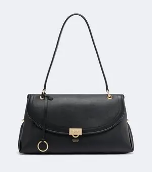 FERRAGAMO Sophia Medium Leather Shoulder Bag - Black