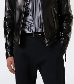TOM FORD T Croc-effect Patent Leather Belt