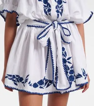 JULIET DUNN Embroidered Cotton And Linen Minidress