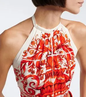 Dolce & Gabbana Majolica Silk-blend Crop Top