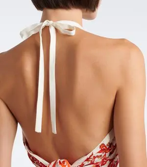 Dolce & Gabbana Majolica Silk-blend Crop Top