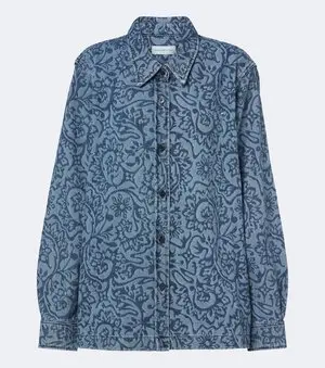Dries Van Noten Floral Denim Overshirt - Blue