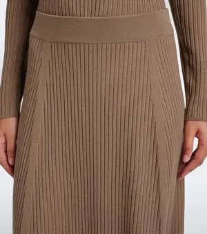 JOSEPH Hallie Ribbed-knit Wool-blend Midi Skirt - Beige