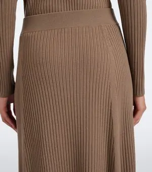 JOSEPH Hallie Ribbed-knit Wool-blend Midi Skirt - Beige