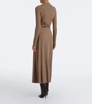 JOSEPH Hallie Ribbed-knit Wool-blend Midi Skirt - Beige