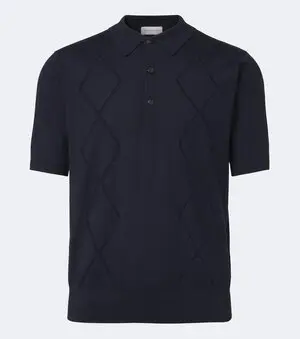 Dries Van Noten Argyle Open-knit Wool Polo Shirt - Blue