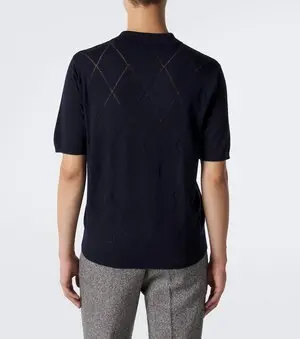Dries Van Noten Argyle Open-knit Wool Polo Shirt
