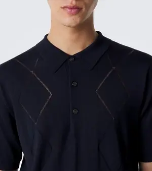 Dries Van Noten Argyle Open-knit Wool Polo Shirt