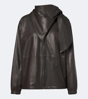 Loewe Scarf-detail Leather Jacket - Brown