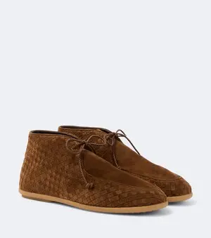 Bottega Veneta Intrecciato Suede Desert Boots - Brown