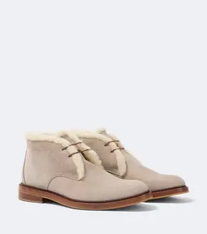 Manolo Blahnik Keswick Shearling-lined Leather Desert Boots - Beige