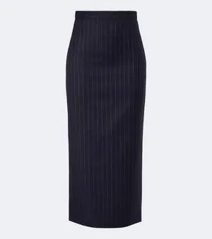 Givenchy Pinstripe Wool Pencil Skirt - Blue
