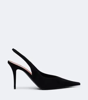 Amina Muaddi Anok Suede Slingback Pumps