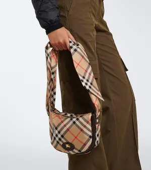 Burberry Check Silk Twill Shoulder Bag - Beige